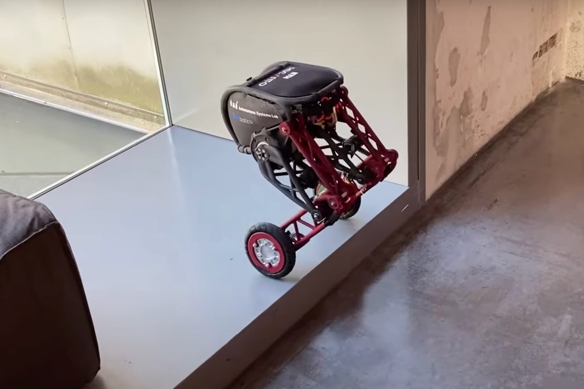 Two Wheeled Two Legged Robot Rolls And Jumps